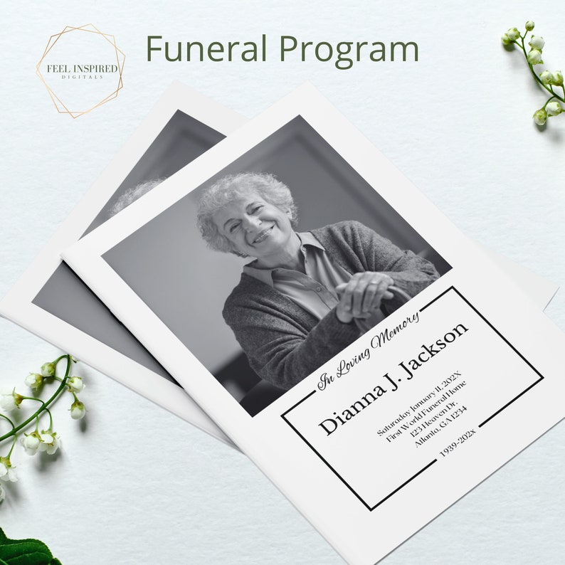 Editable in Loving Memory Memorial Program Funeral Program - Etsy