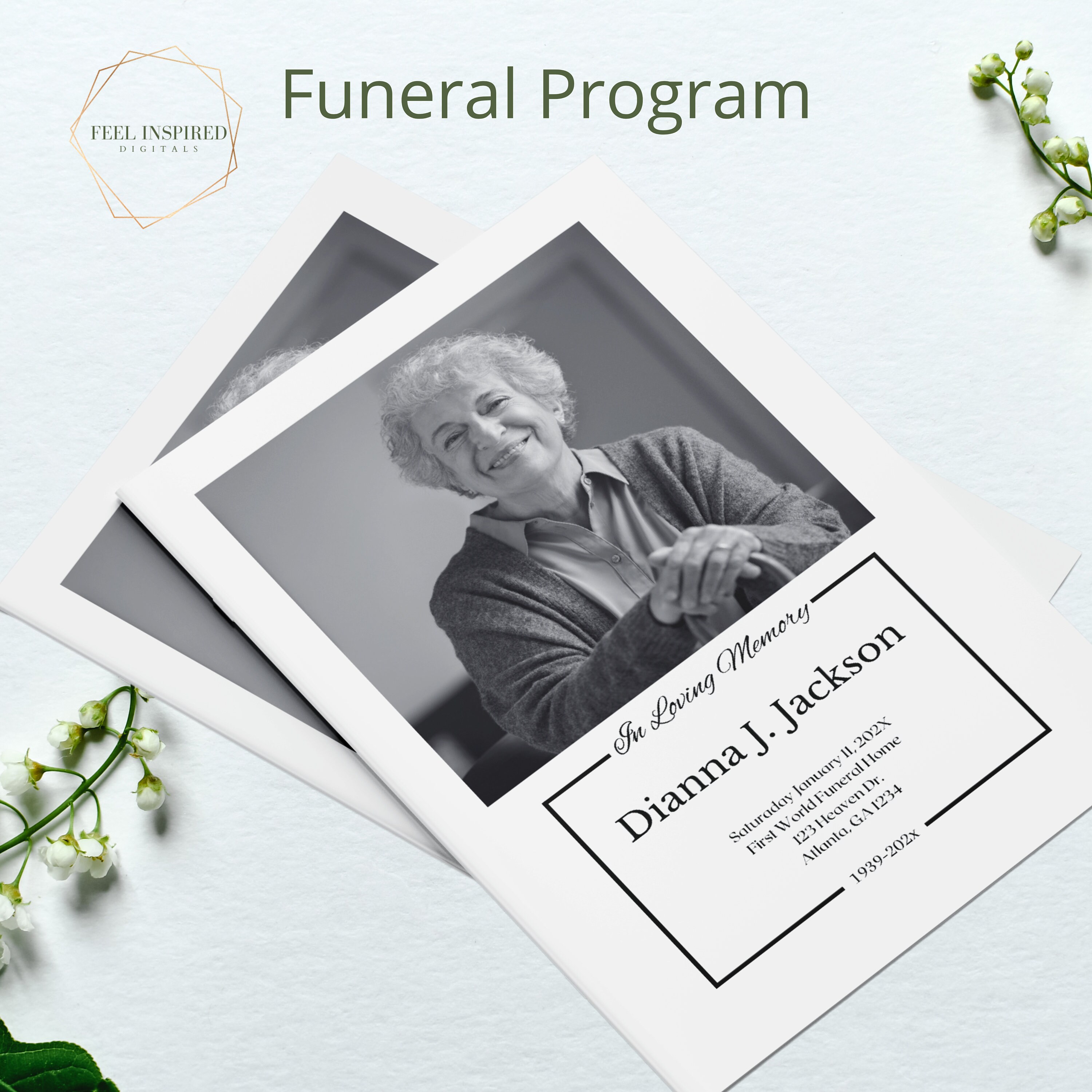 Editable in Loving Memory Memorial Program Funeral Program - Etsy