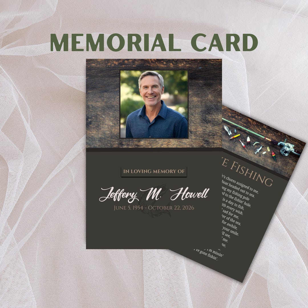 Personalized Memorial Card: Gone Fishing Keepsake - Etsy