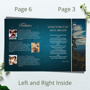 Male Funeral Program Template: Blue Obituary, Magazine Style (canva ...
