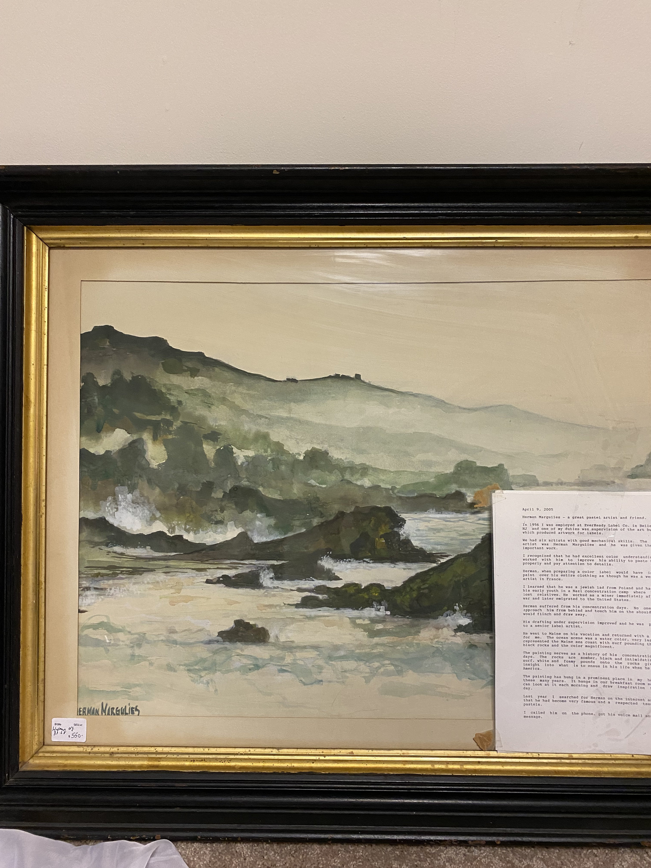 Herman Margulies Original Oil Painting C.1956 – Ocean Watercolor Scene ...