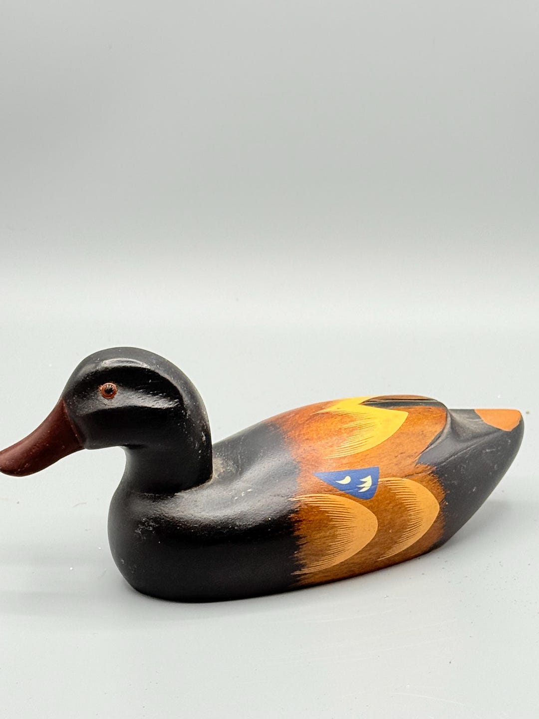 Wood Duck Decoy With Glass Eyes, Large Wooden Duck Decoy, Hand Carved ...