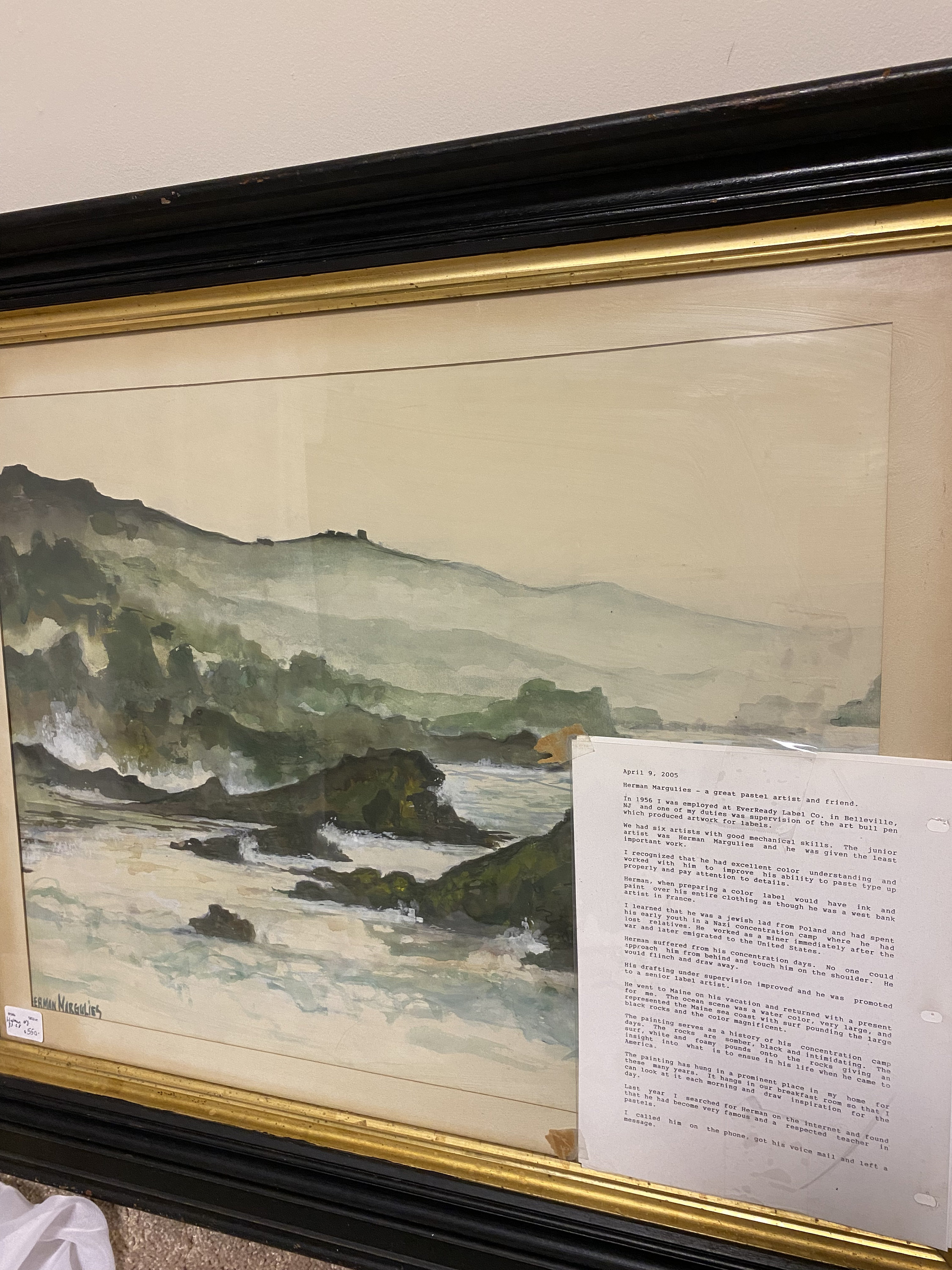 Herman Margulies Original Oil Painting C.1956 – Ocean Watercolor Scene ...