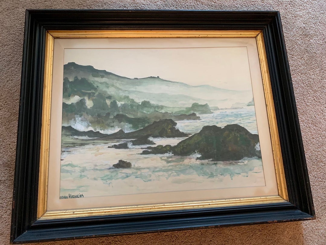 Herman Margulies Original Oil Painting C.1956 – Ocean Watercolor Scene ...