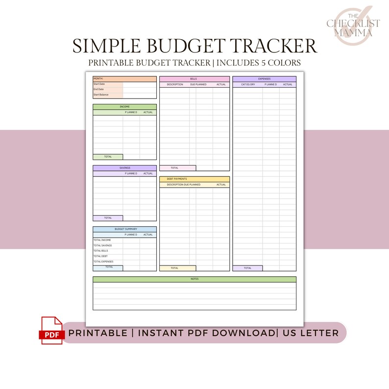Printable Simple Budget Template, Paycheck Budget Template, Budget ...