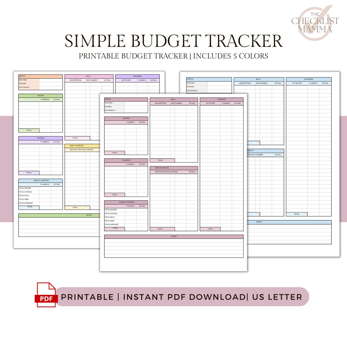 Printable Simple Budget Template, Paycheck Budget Template, Budget ...
