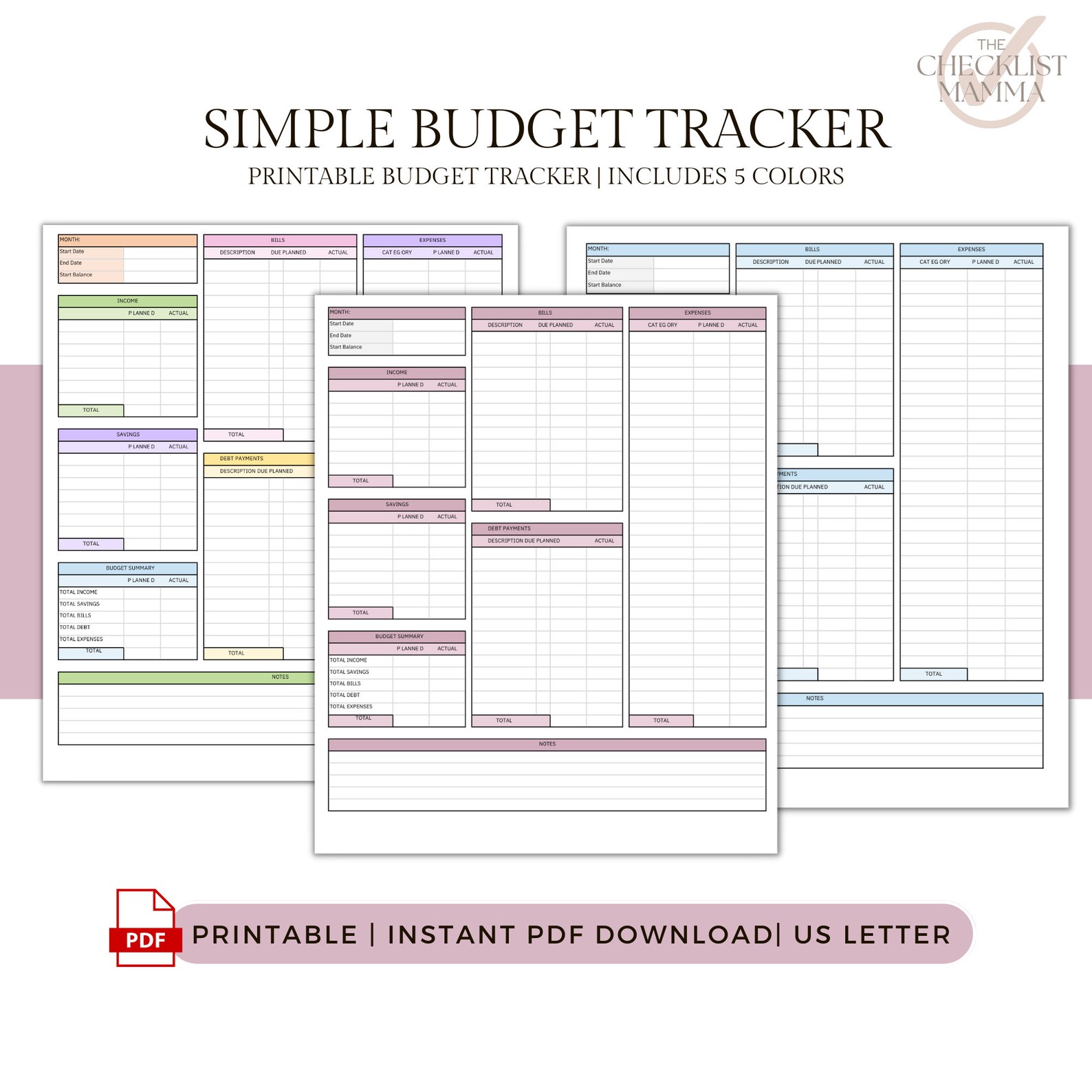 Printable Simple Budget Template, Paycheck Budget Template, Budget ...