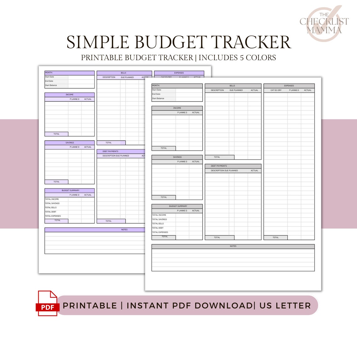 Printable Simple Budget Template Paycheck Budget Template - Etsy