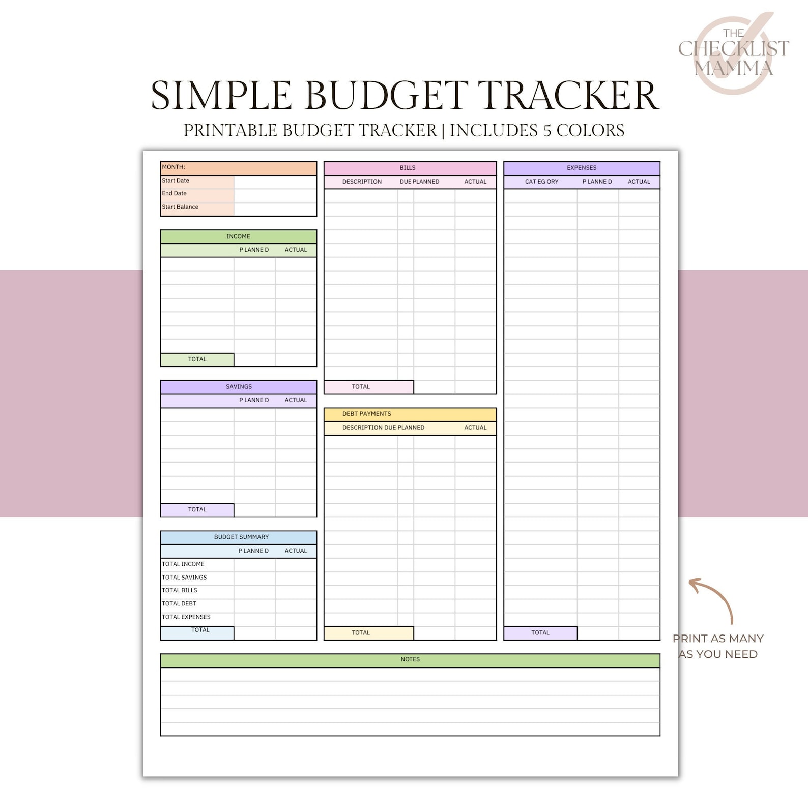 Printable Simple Budget Template, Paycheck Budget Template, Budget ...