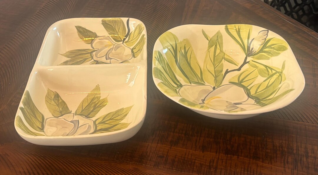 Red Wing Magnolia Serving Bowl and Divided Platter - Etsy