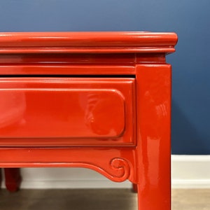 Chinoiserie Nightstand Set: Vintage Ming End Tables, Heritage Red ...