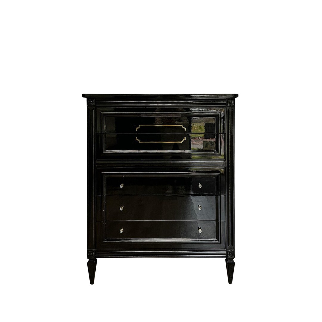 Black Highboy Dresser Bedroom Furniture Classic Style Vintage Chest ...