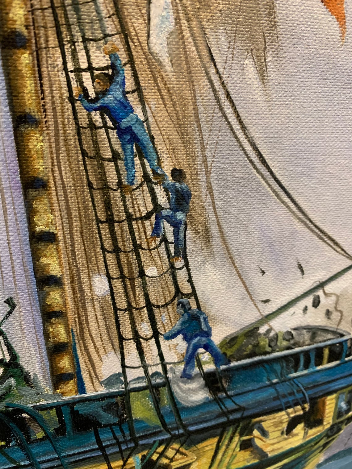 USS Constitution Vs HMS Cyane and Levant, Original by Tom Freeman, Oil ...