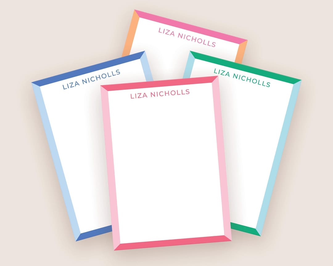 Custom Color Block Notepad – Personalized Name Stationery – Modern ...