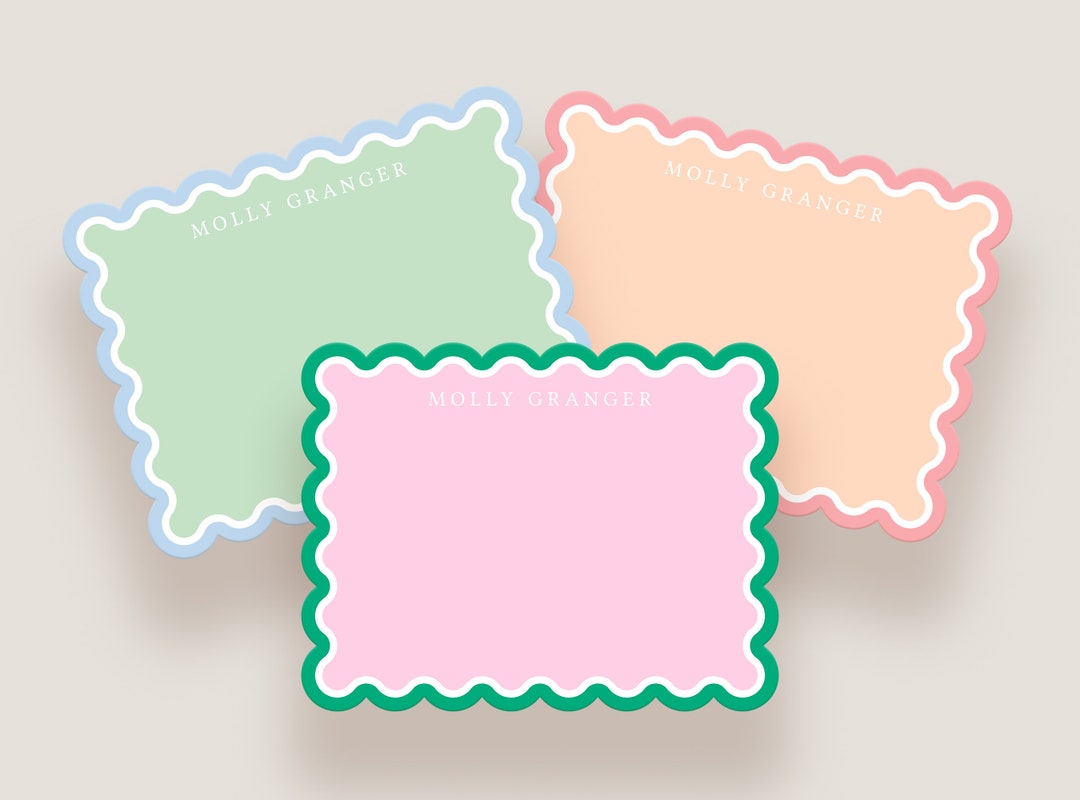 Scalloped Stationery Set Personalized Note Cards With Envelopes Elegant ...