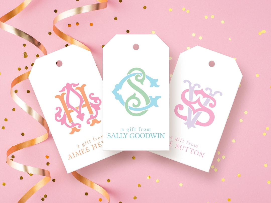 Elegant Monogram Gift Tags - Custom Colorful Gift Tags - Etsy