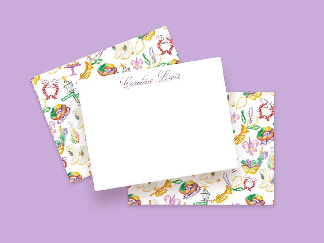 Mardi Gras Stationery, Mardi Gras Thank You Notecards, Mardi Gras ...