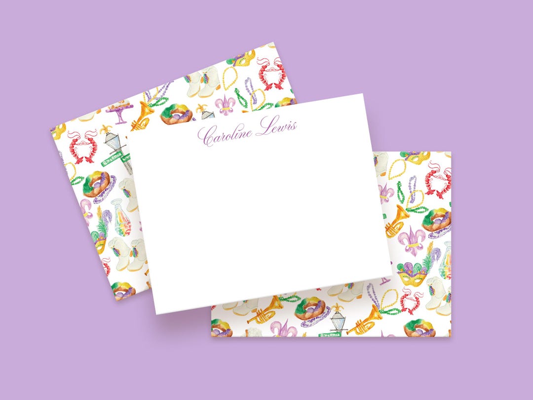 Mardi Gras Stationery, Mardi Gras Thank You Notecards, Mardi Gras ...