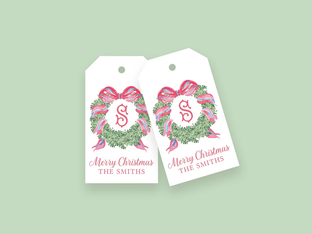 Personalized Christmas Gift Tags Custom Holiday Tags With Christmas Bow ...