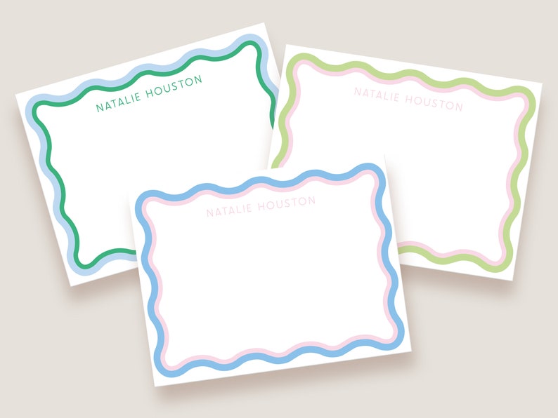 Wavy Stationery Notecards Custom Color Options Available - Etsy