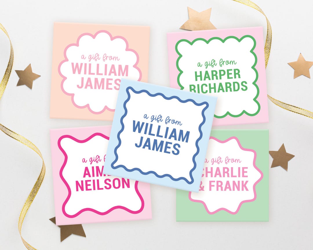 Modern Gift Tags – Personalized Square Gift Tags, Custom Name Gift Tags ...