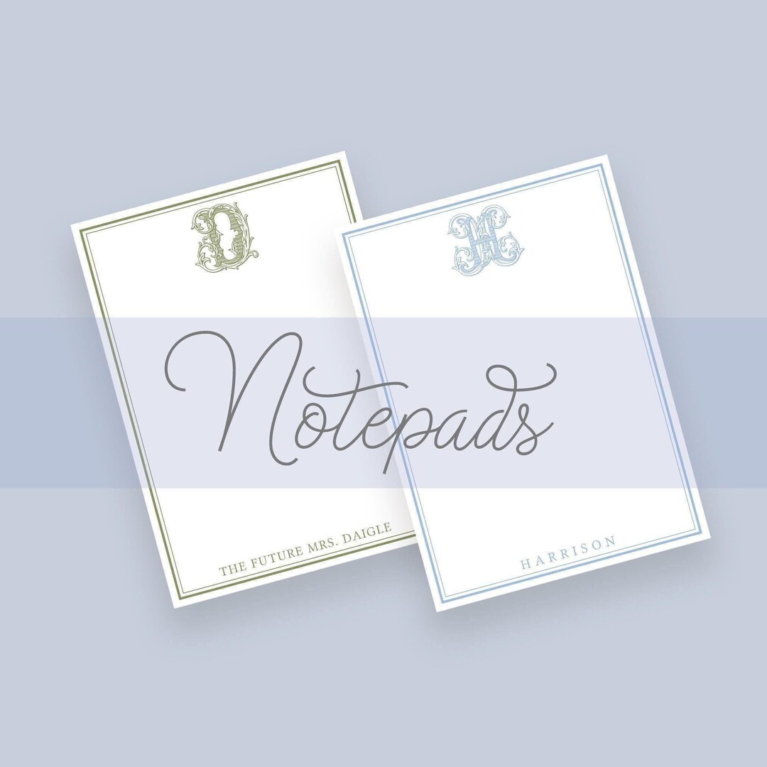 Personalized Monogram Notepads - Elegant Custom Stationery for Weddings ...