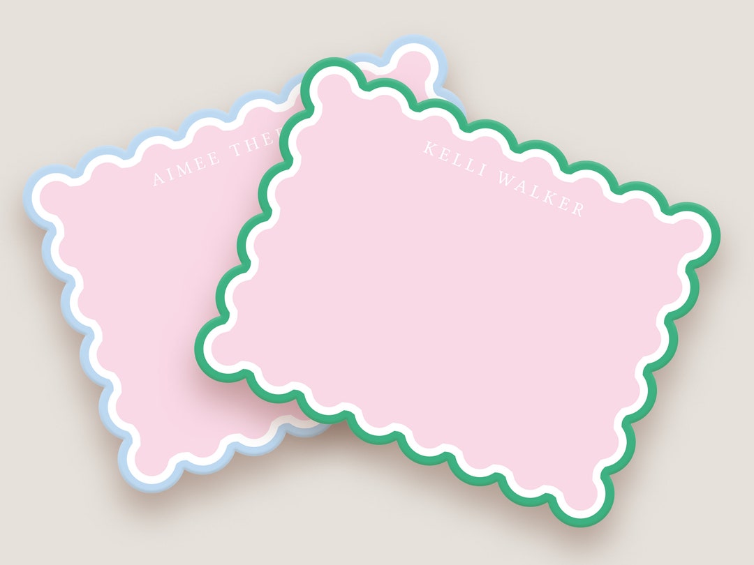 Scalloped Stationery Set Personalized Note Cards With - Etsy