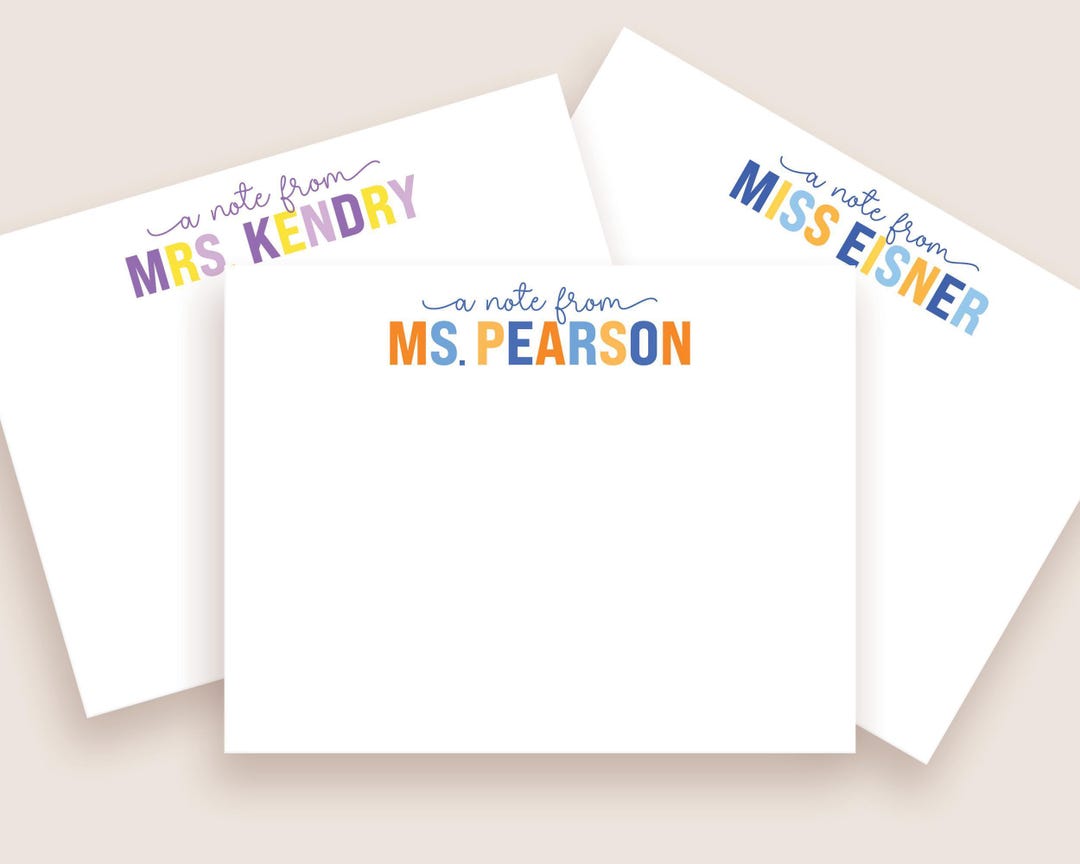 Custom Teacher Notecards – Custom School Notecards – Teacher Gift ...