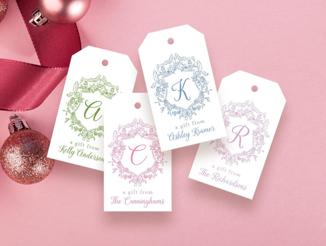 Elegant Monogram Gift Tags for Bridal Shower or Baby Shower - Custom ...