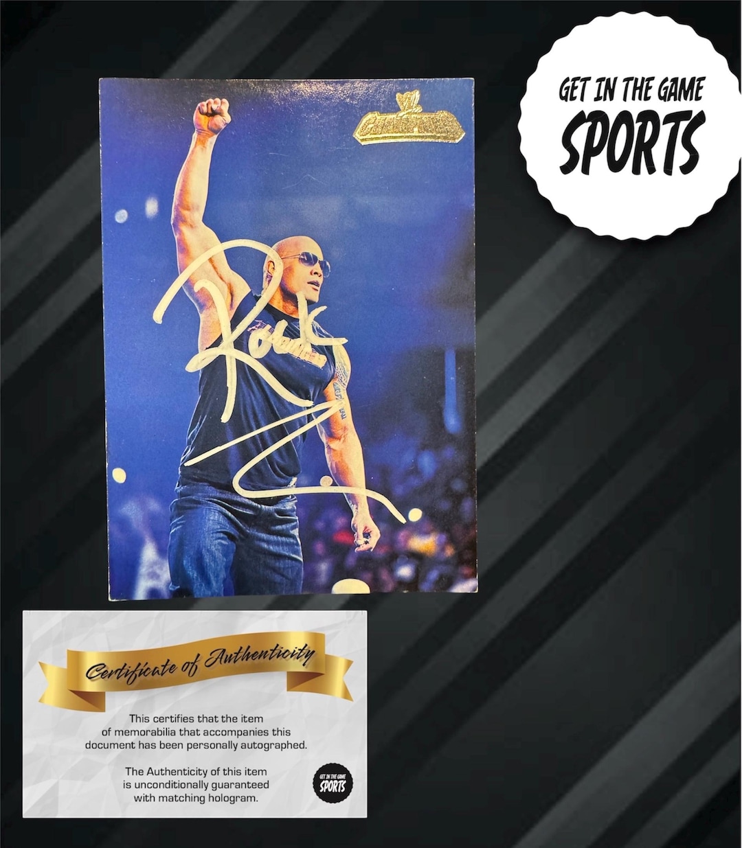 The Rock Signed WWE Card - Etsy