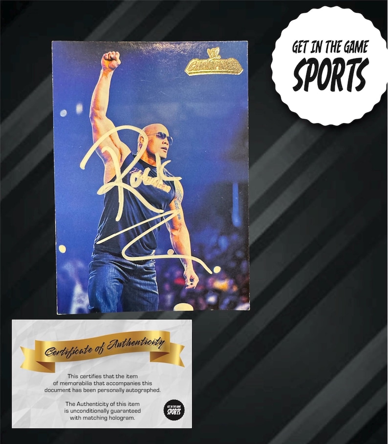 The Rock Signed WWE Card - Etsy
