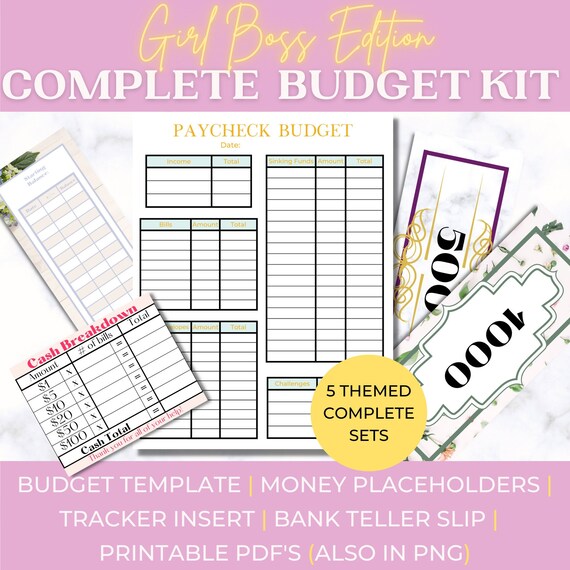 Girl Boss Complete Budget Kit Bundle Cash Envelope Stuffing | Etsy