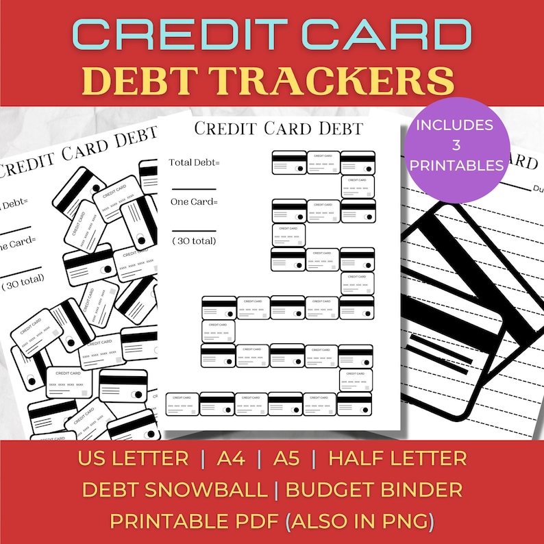 Credit Card Debt Tracker Printables | Debt Snowball | Cash Budget ...