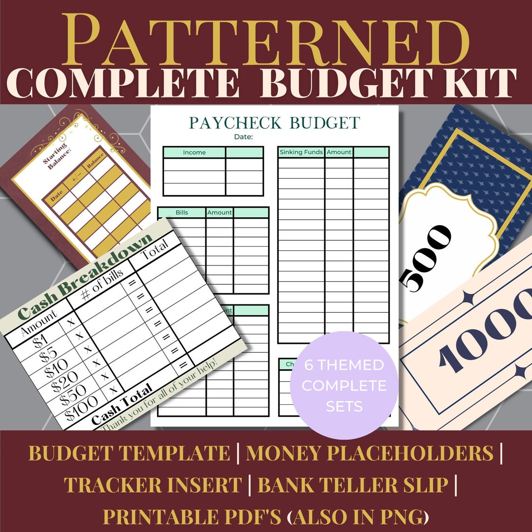 Patterned Complete Budget Kit Bundle | Cash Envelope Stuffing | Budget ...