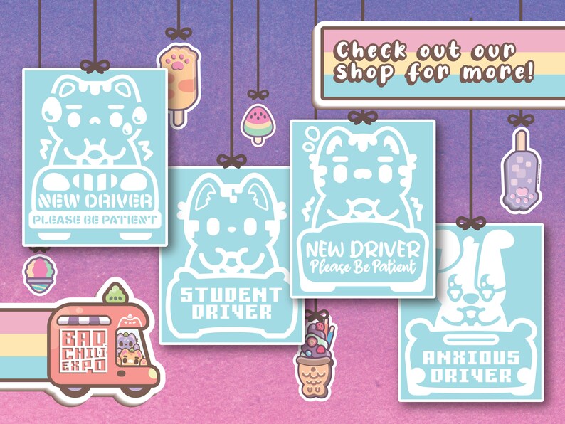 New Driver Sticker Kawaii Cat Driving Car Vinyl Decal - Etsy