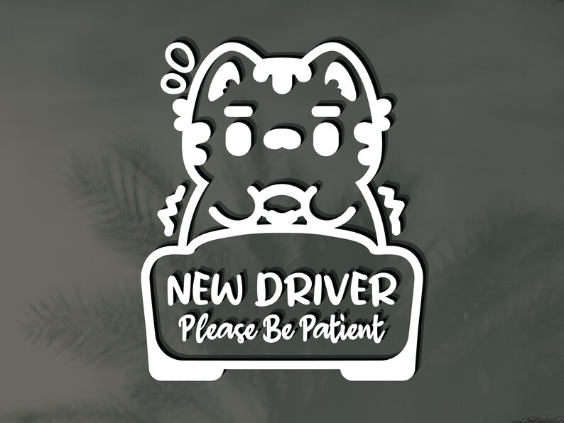 New Driver Sticker Kawaii Cat Driving Car Vinyl Decal - Etsy