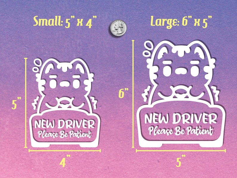 New Driver Sticker Kawaii Cat Driving Car Vinyl Decal - Etsy