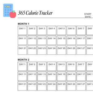 365 Day Calorie Tracker Printable, Minimalist Calorie Tracker Printable ...