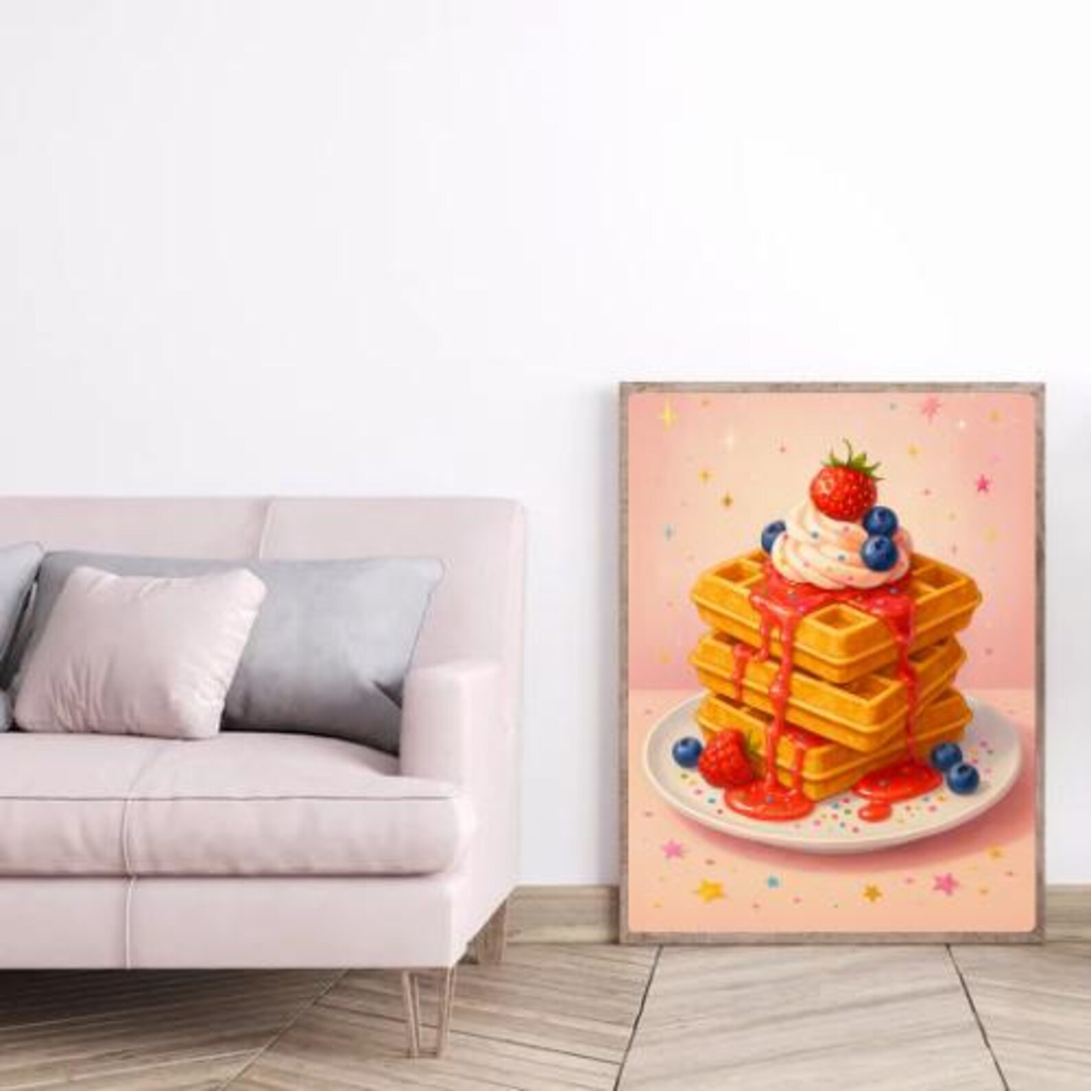 Waffle Stack Kitchen Wall Art, Retro Waffle Print, Breakfast Kitchen ...