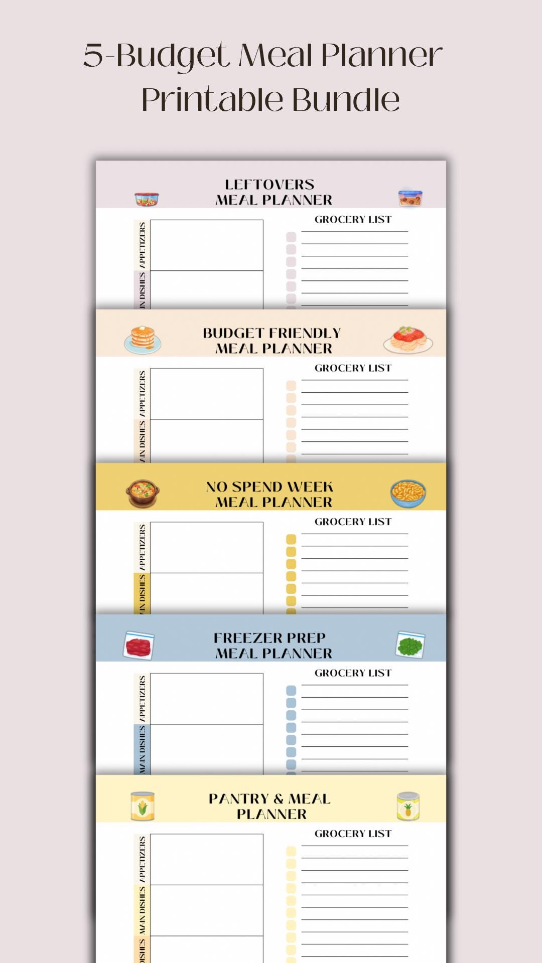 Budget Meal Planner Printable Bundle | Leftovers, Budget Friendly, No ...