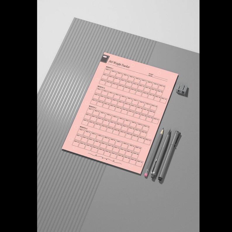 365 Day Weight Tracker- Printable, Check Daily Weight, Lose Weight ...