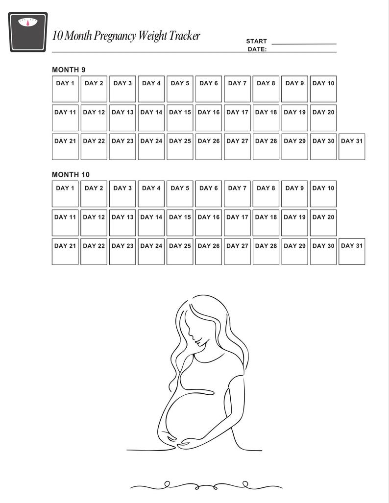 Pregnancy Weight Tracker Printable, Minimalist Weight Tracker Printable ...