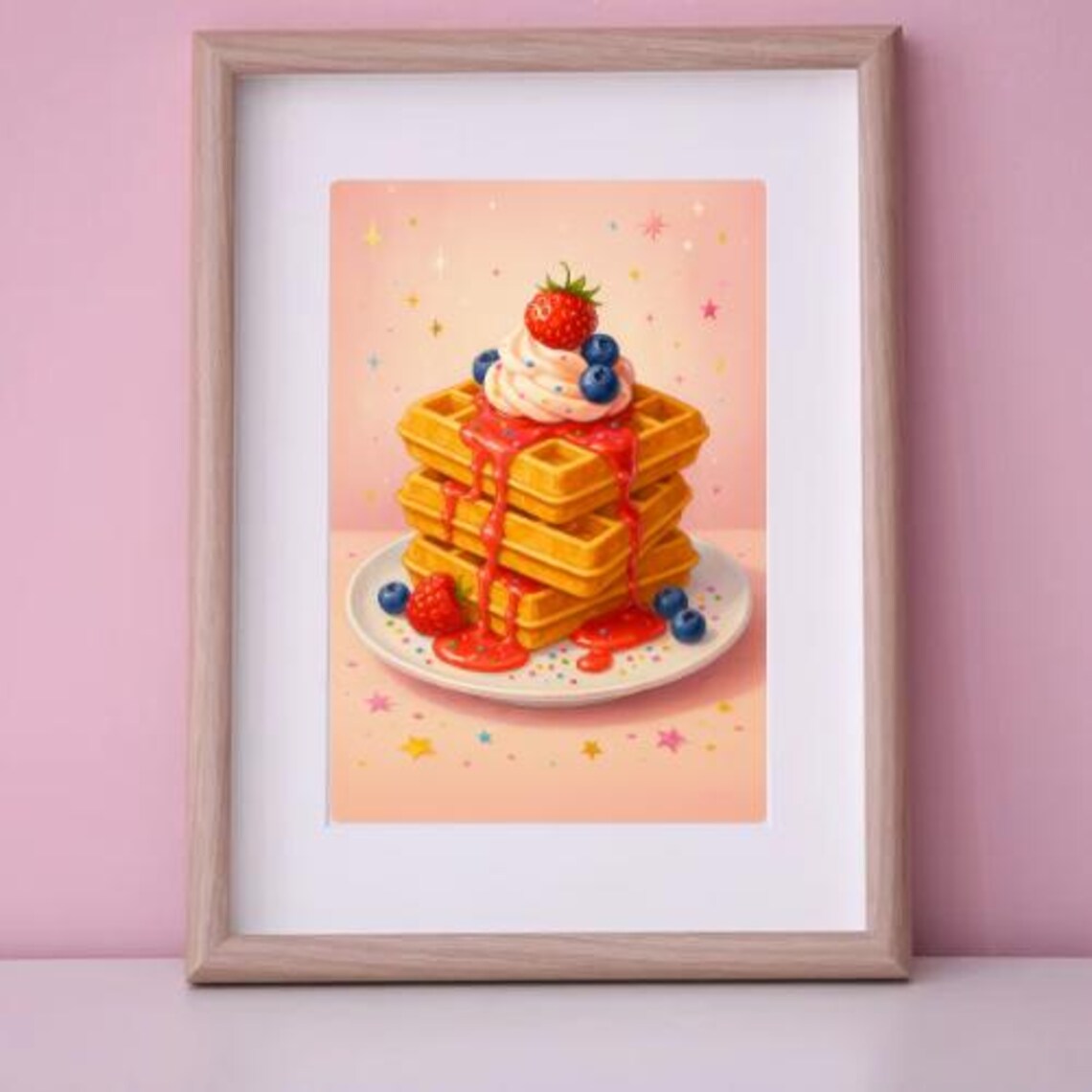 Waffle Stack Kitchen Wall Art, Retro Waffle Print, Breakfast Kitchen ...