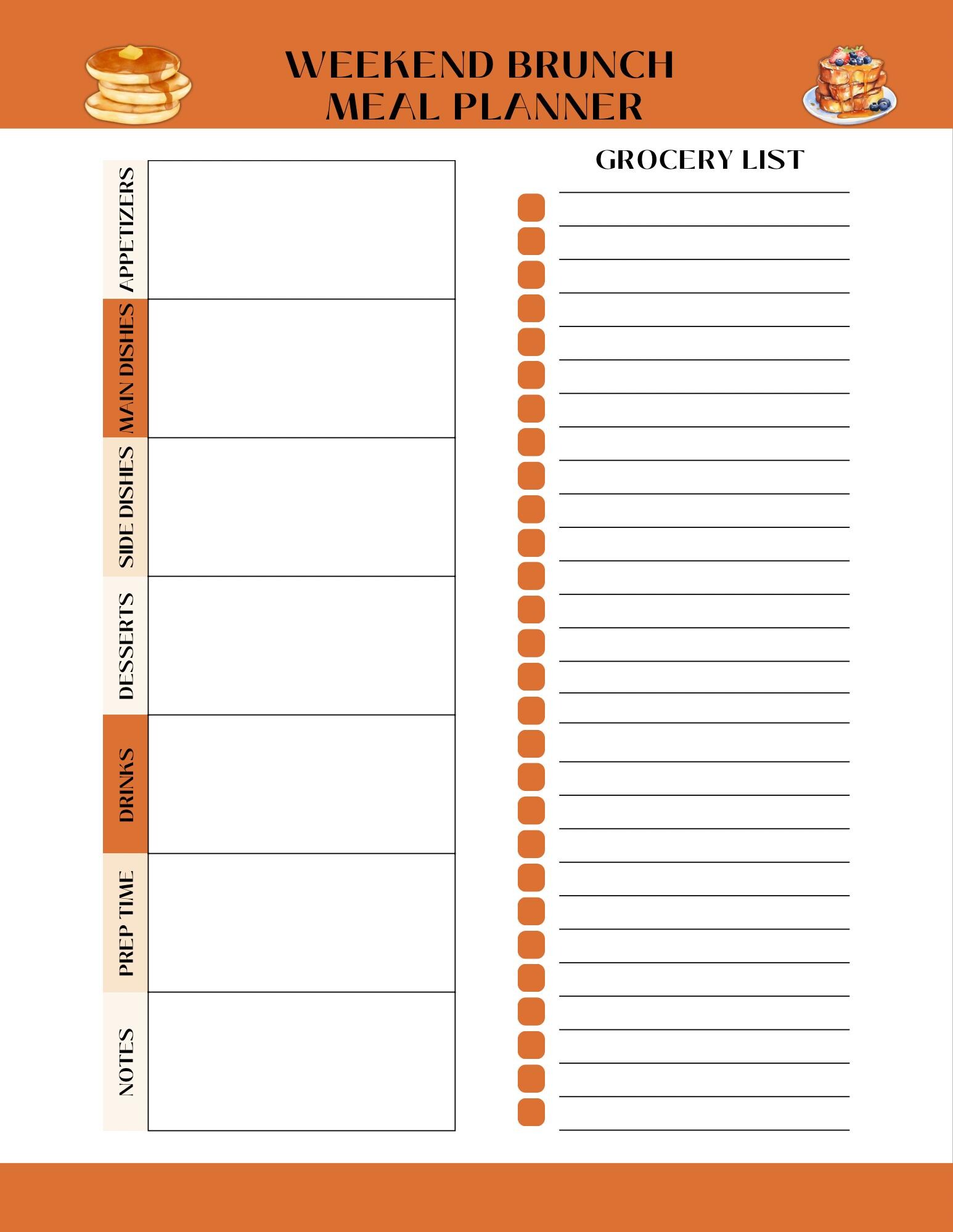 Family Meal Planner Printable Bundle: Birthday, Brunch, Sleepover ...