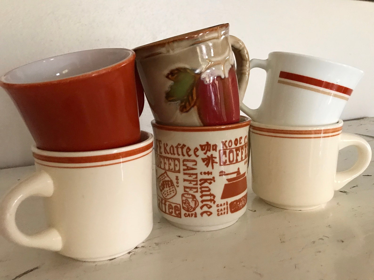 Vintage Coffee Mug Set of 6, Mismatched Set, Eclectic Coffee Cups ...