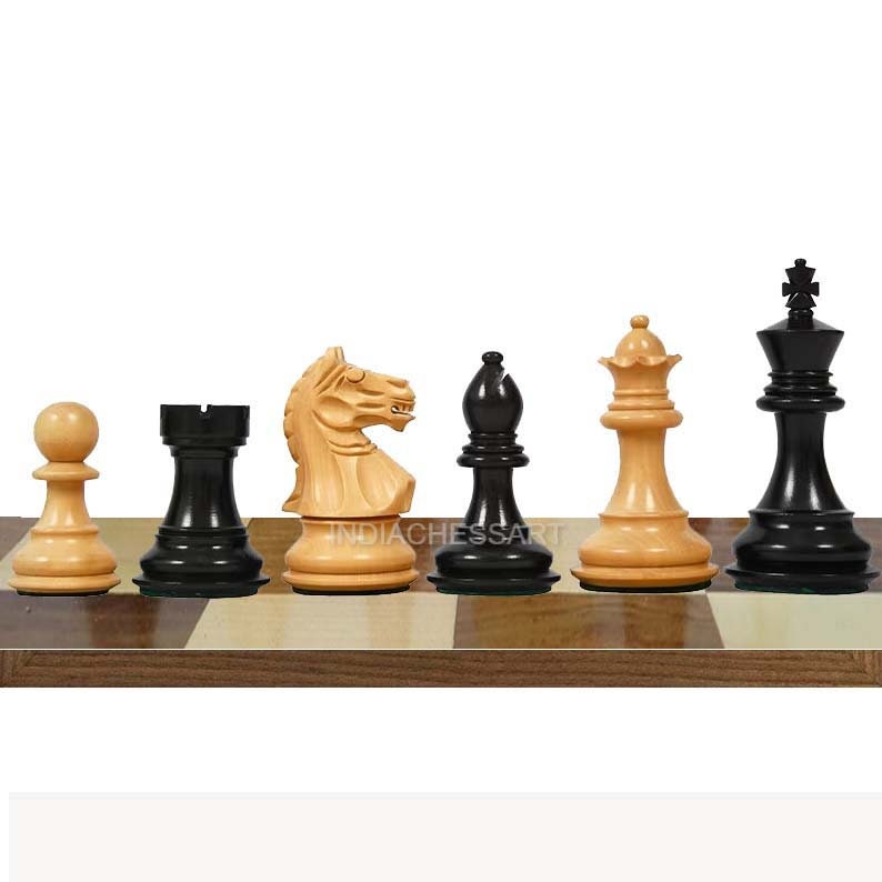 2.6/ 4 Wooden Fierce Knight Chess Pieces Weighted Chessmen in Ebonies ...
