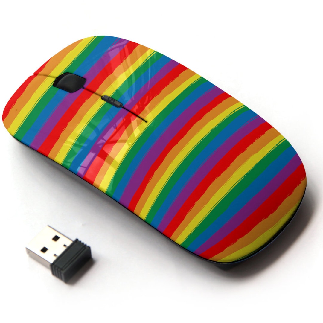 Rainbow Striped Lgbt Pattern - Wireless Mouse, 2.4G Portable Optical ...