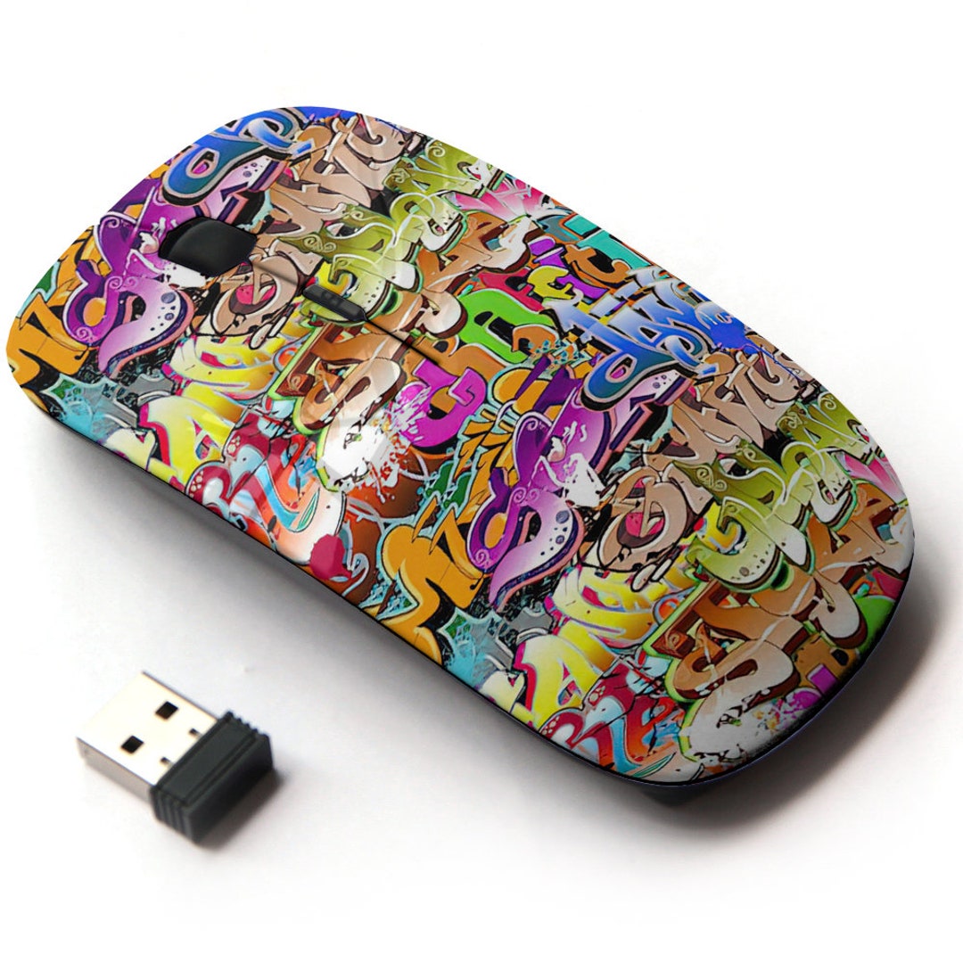 Colorful Graffiti Funky Hip Pattern Print - Wireless Mouse, 2.4G ...