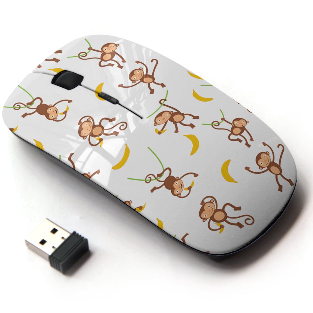 Padrão de macacos fofos - mouse sem fio, mouse óptico portátil 2.4G com ...