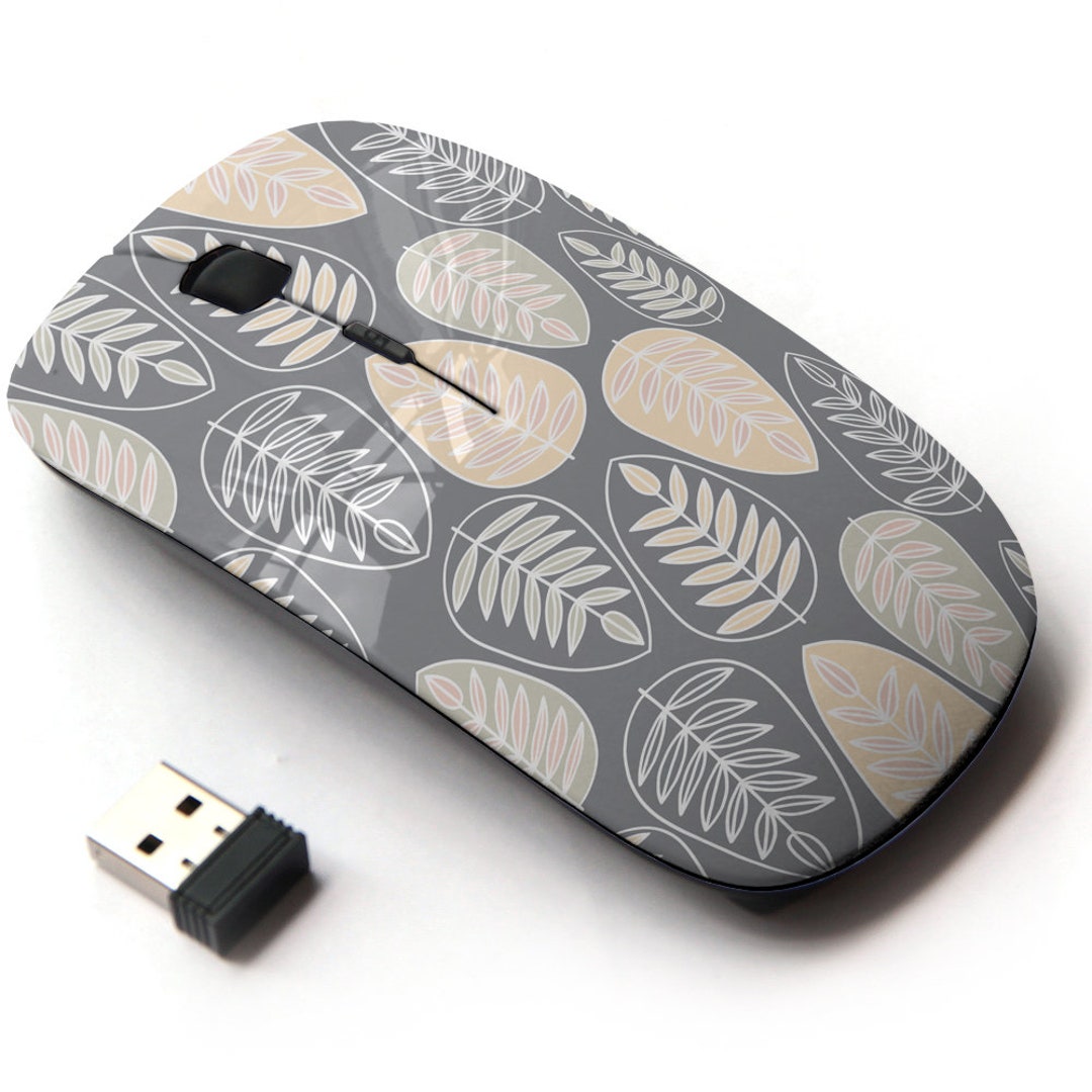 Silhouettes Leaves Icons Pattern Print - Wireless Mouse, 2.4G Portable ...
